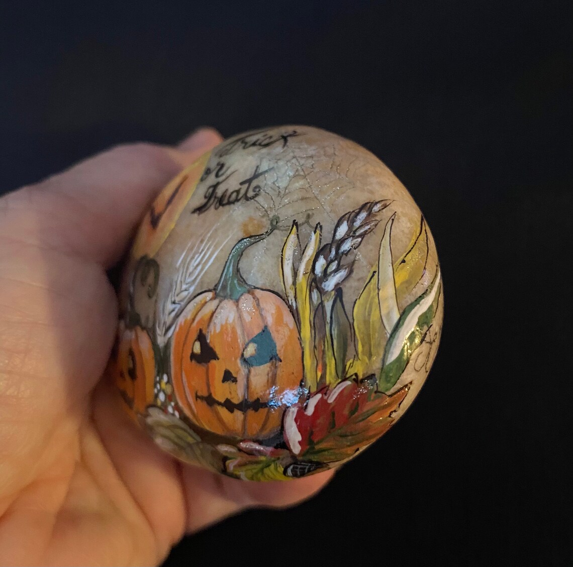 Halloween Pumpkins Painted Stone - Etsy