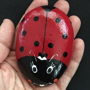 Hand Painted Cute Red Ladybug Stone - Etsy