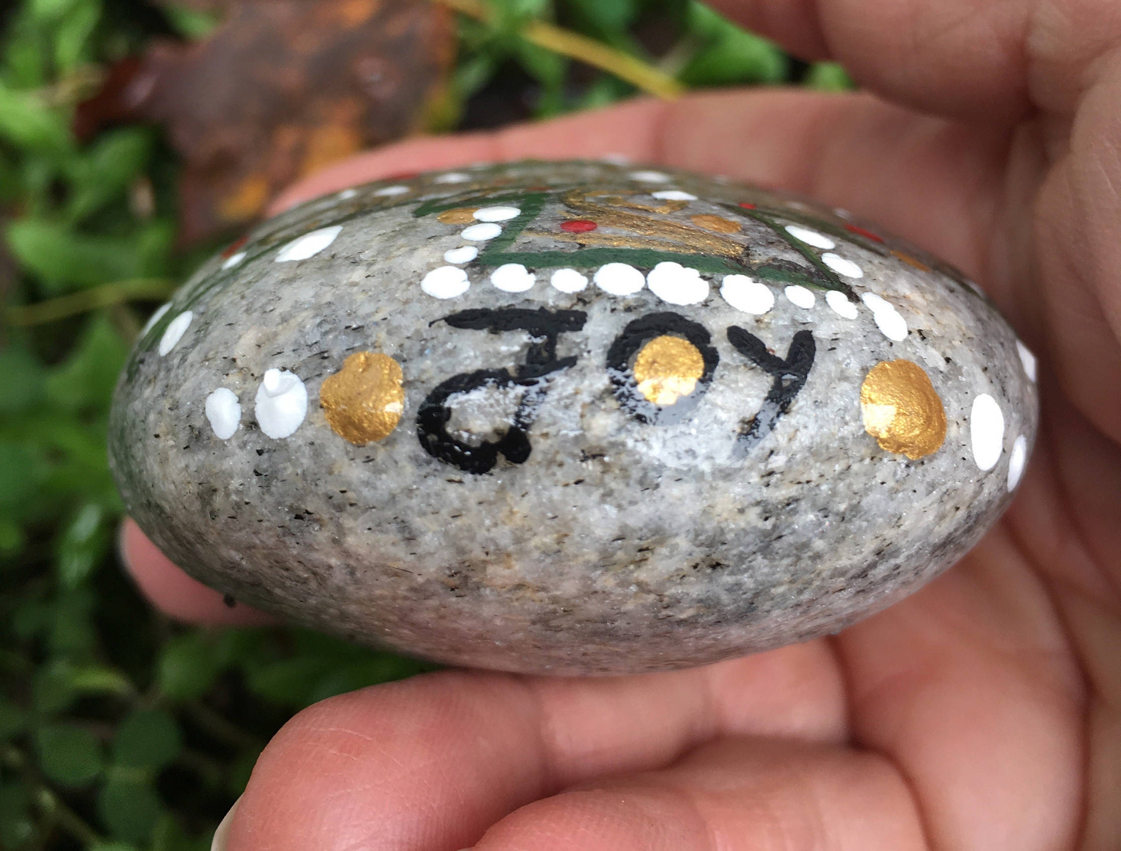 Hand Painted Christmas Tree Stone - Etsy