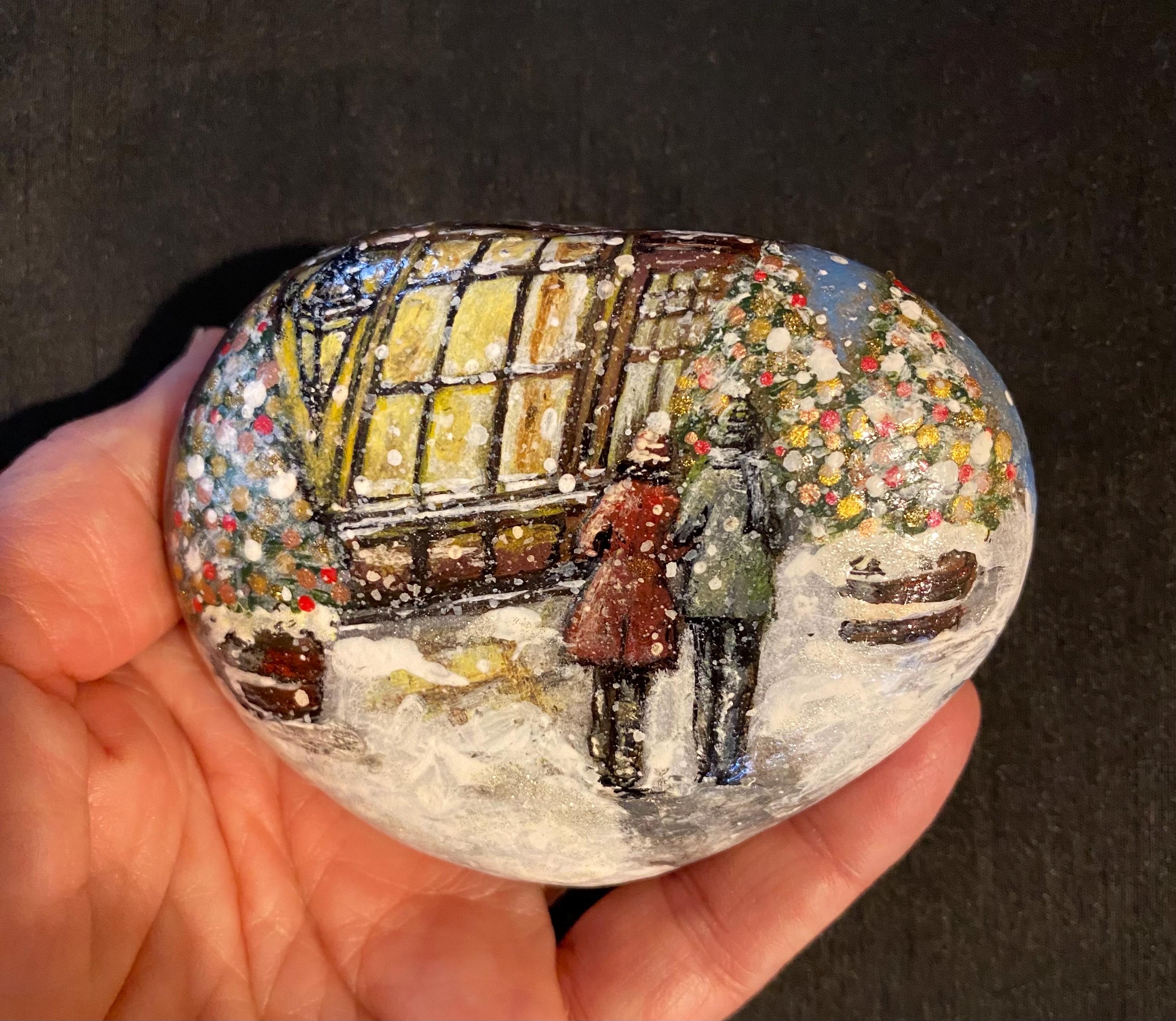Romantic Vintage Holiday Christmas Shopping Painted Stone - Etsy