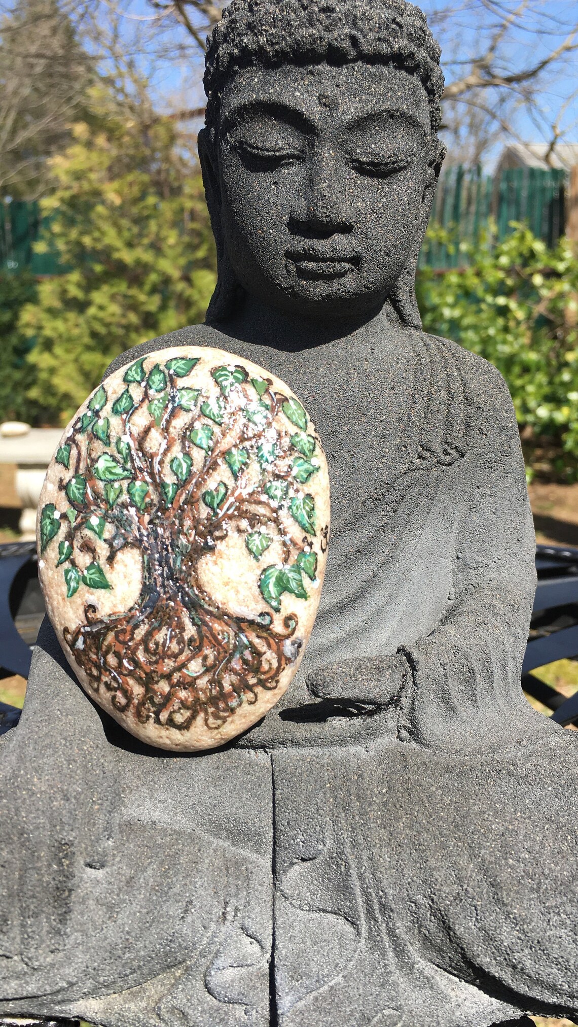 Hand Painted Bohemian Tree of Life Stone - Etsy