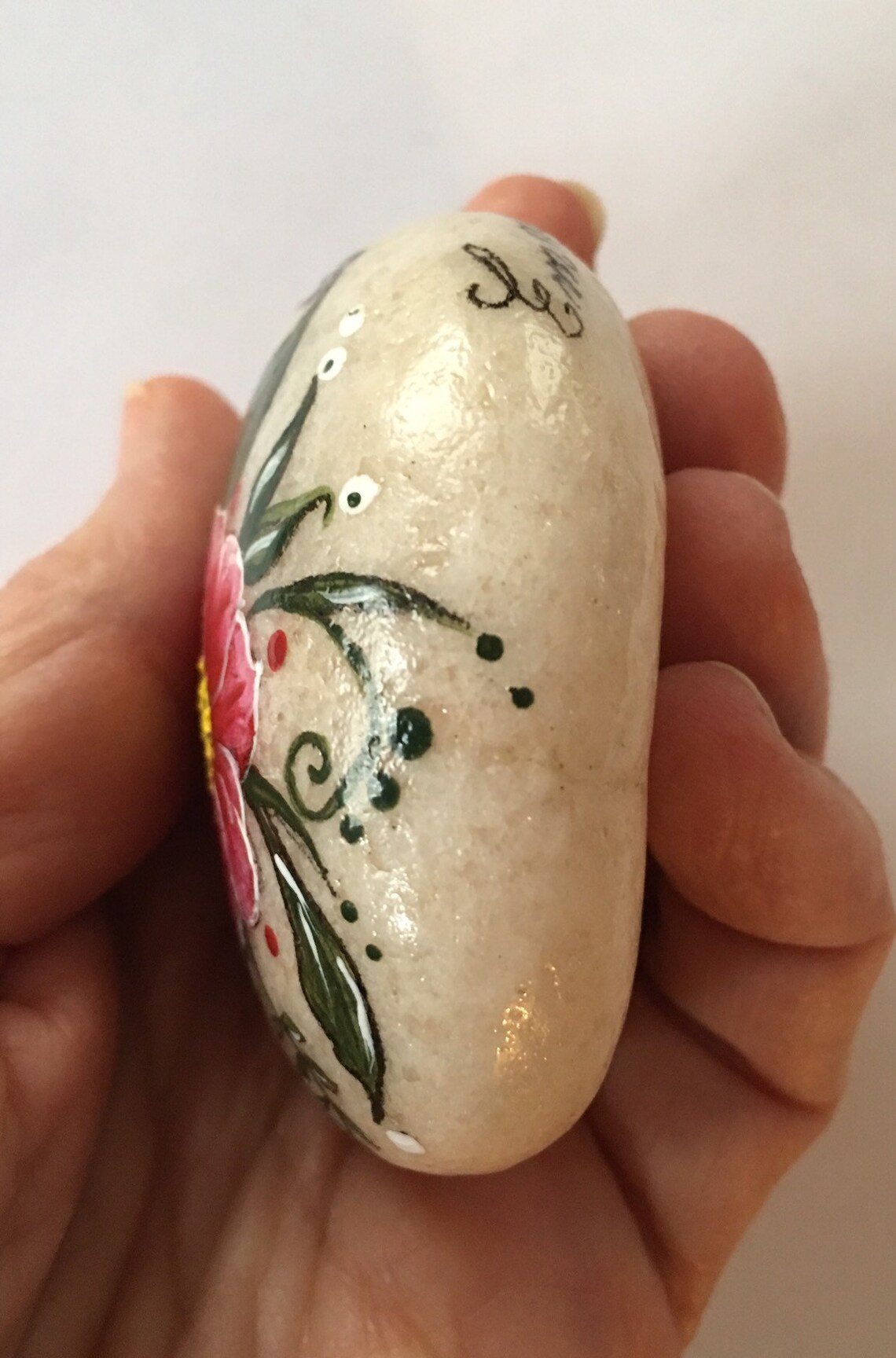 Hand Painted Floral Stone Stone Painting Stone Art - Etsy