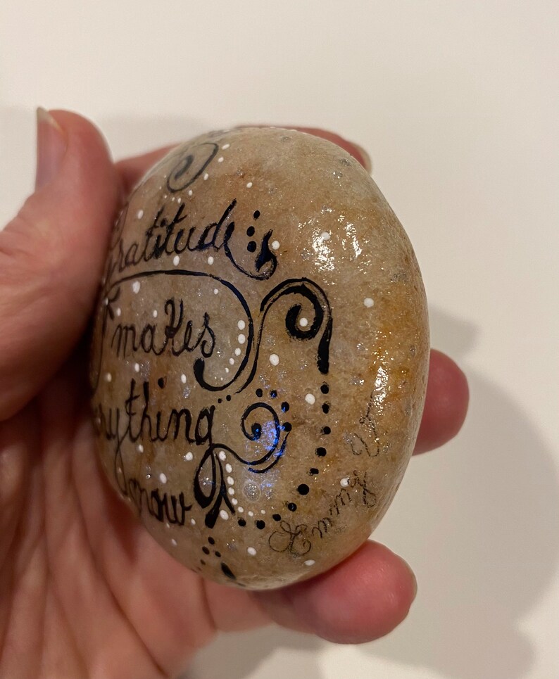 Hand Painted Gratitude Message Quote Stone - Etsy