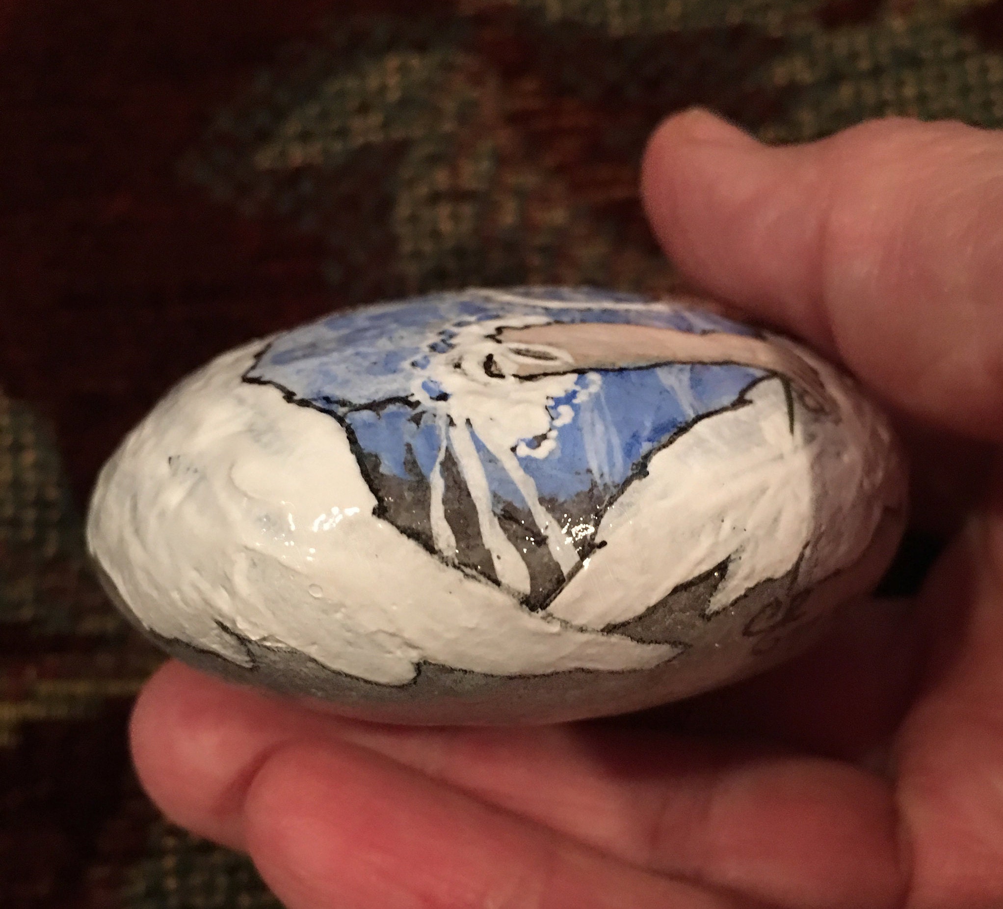 Hand Painted Blue Robe Angel Stone - Etsy