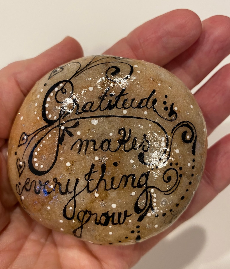 Hand Painted Gratitude Message Quote Stone - Etsy