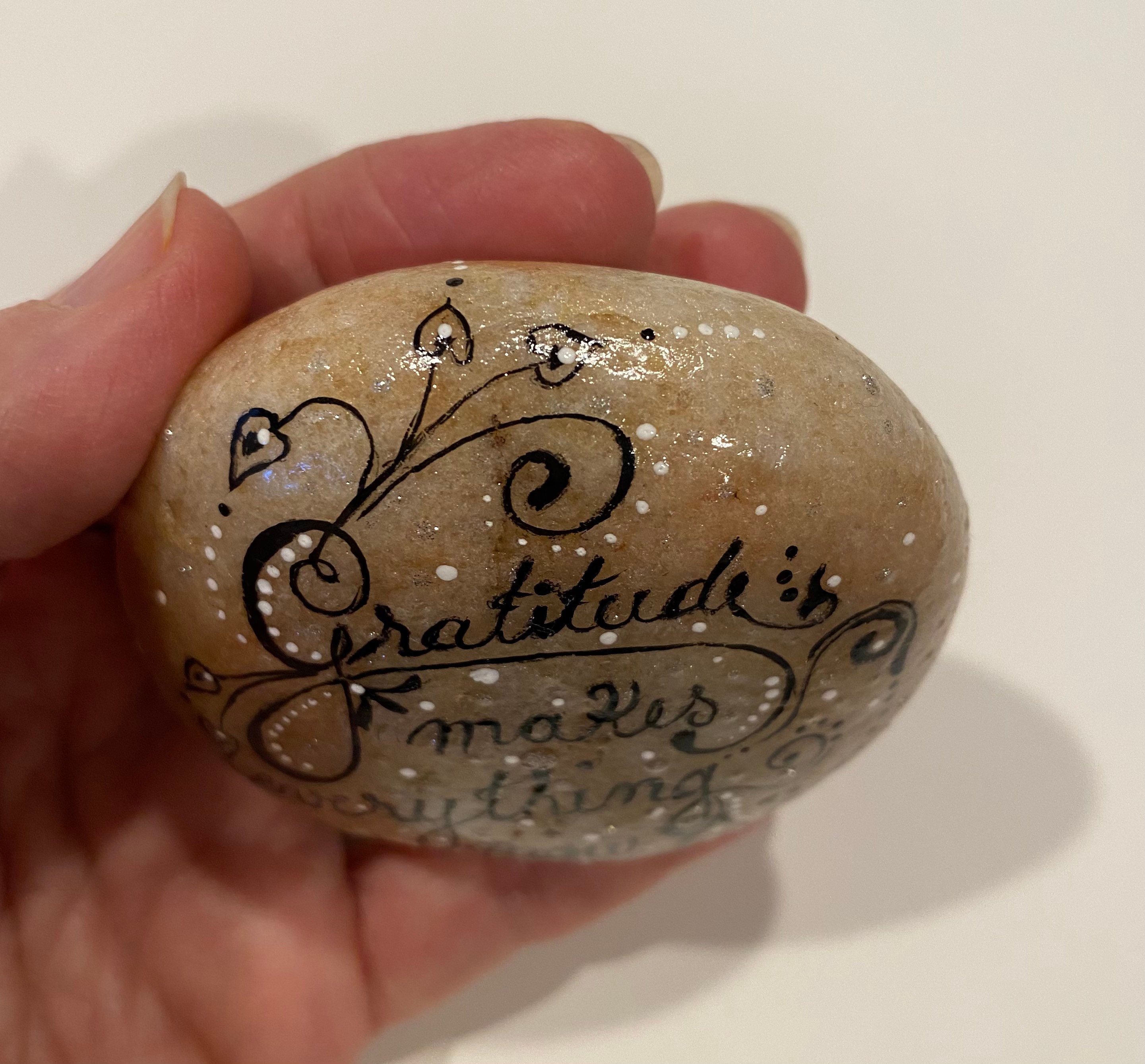 Hand Painted Gratitude Message Quote Stone - Etsy