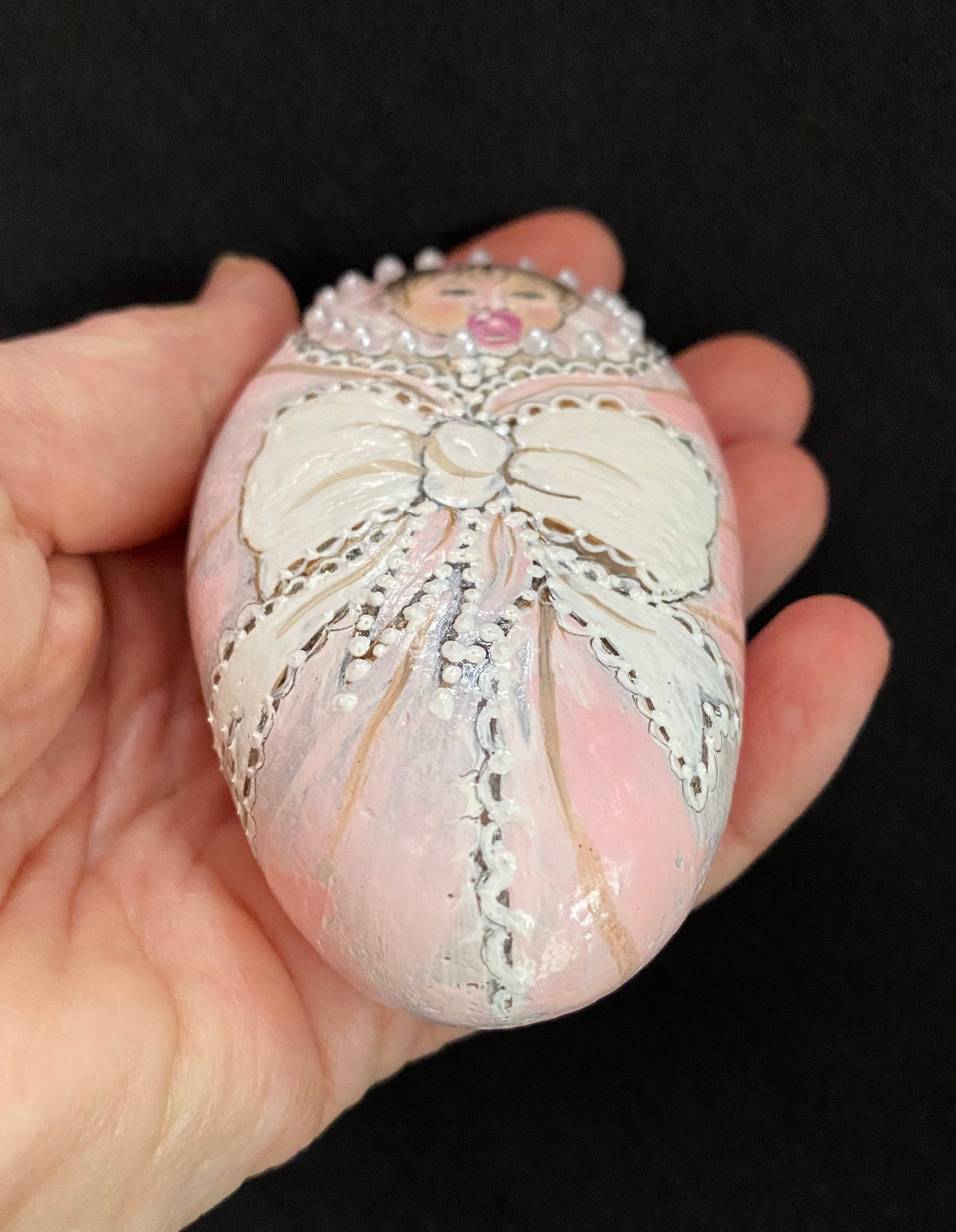 Newborn Baby Girl Hand Painted Stone - Etsy