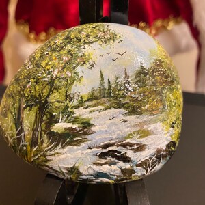 Spring Landscape Forest Spring Foliage Painted Stone - Etsy