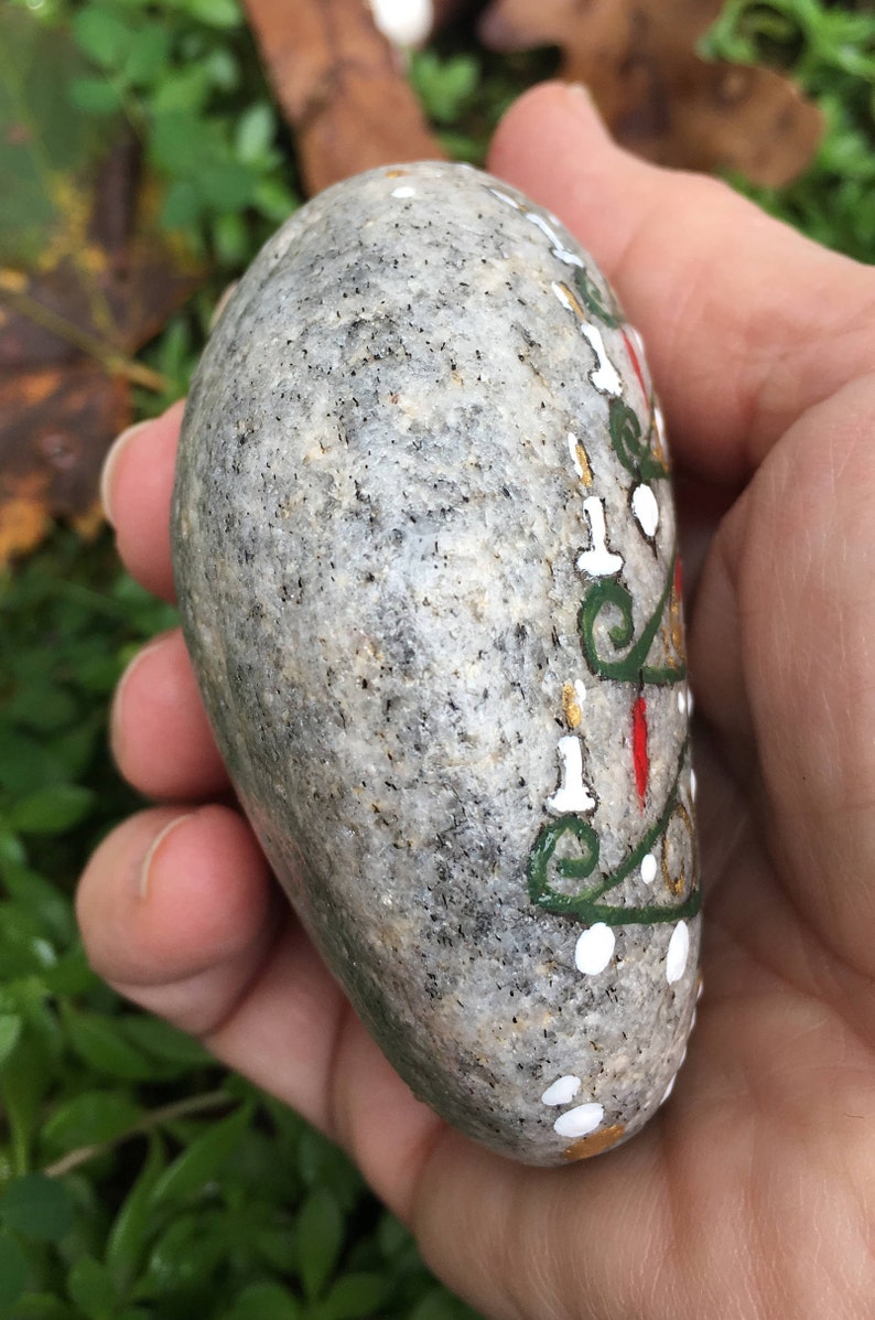 Hand Painted Christmas Tree Stone - Etsy
