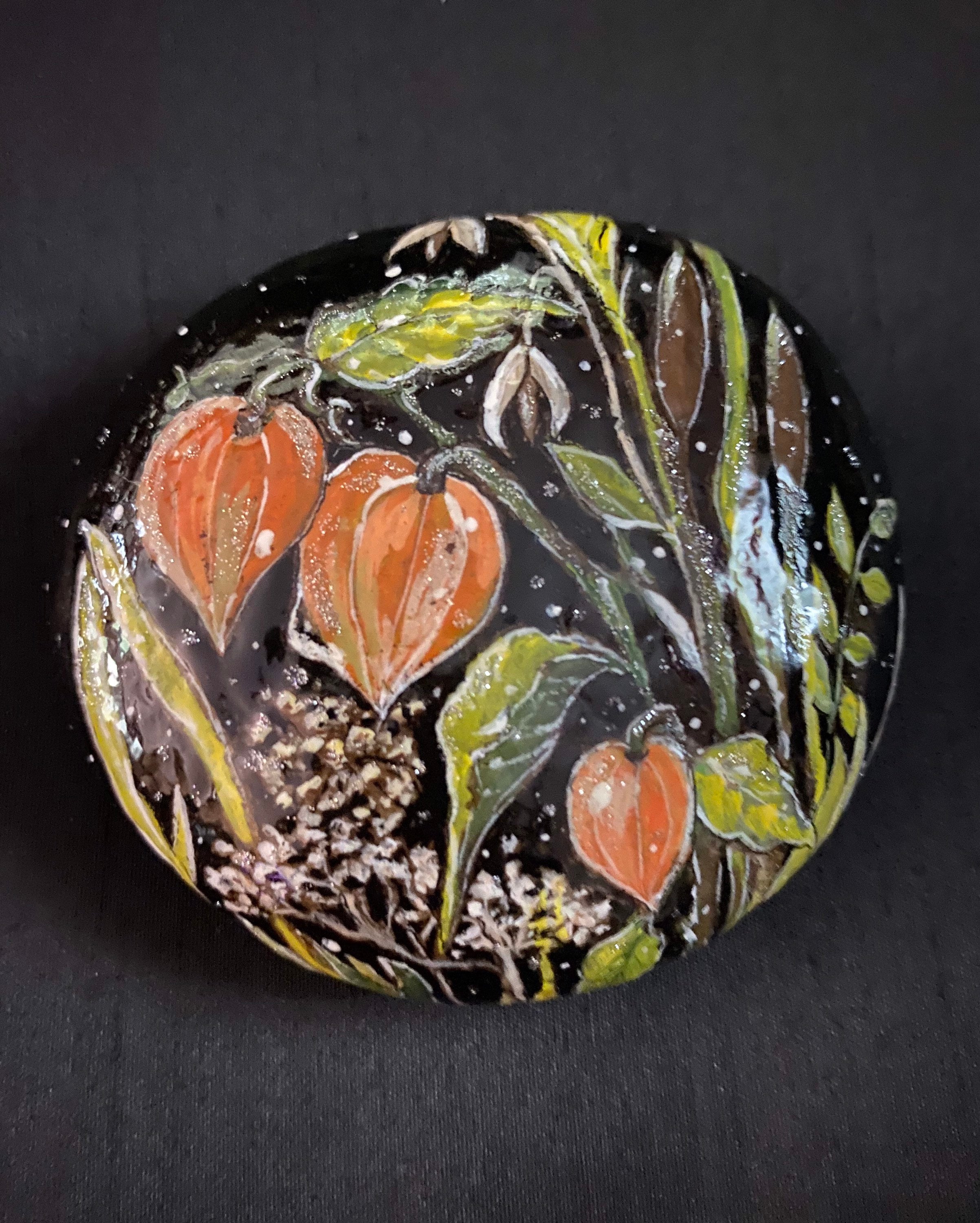 Hand Painted Autumn Foliage Stone - Etsy