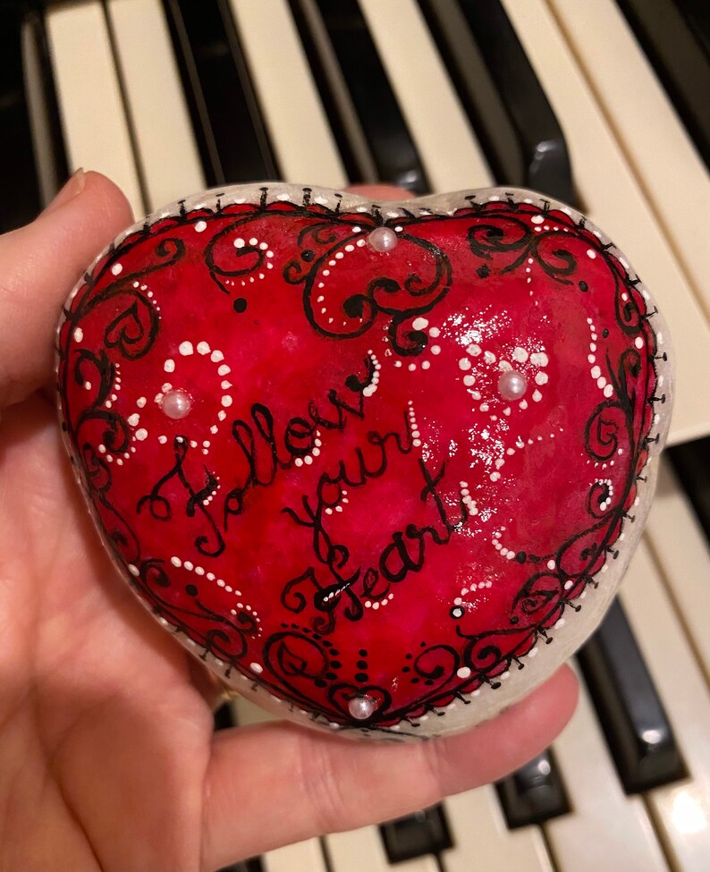 Hand Painted Heart Stone - Etsy