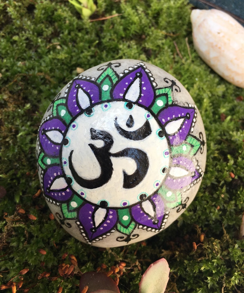 Hand Painted Ohm Mandala Stone - Etsy