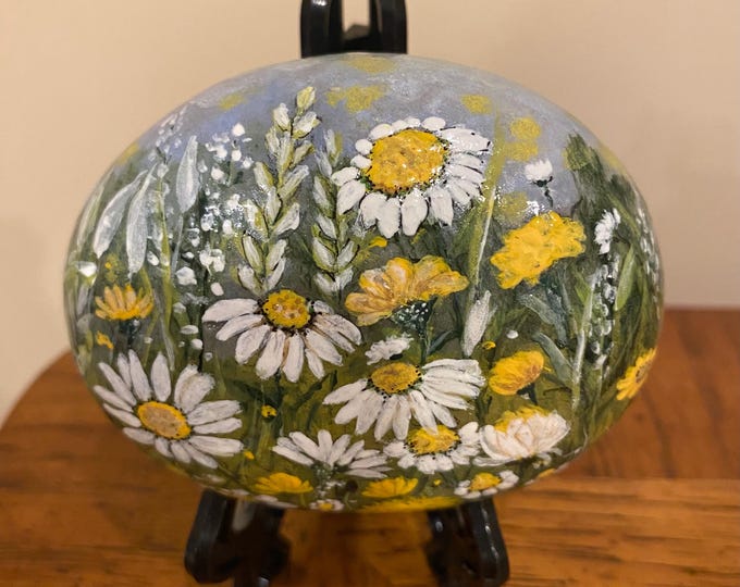 Hand Painted Daisy Flower Field Stone - Etsy