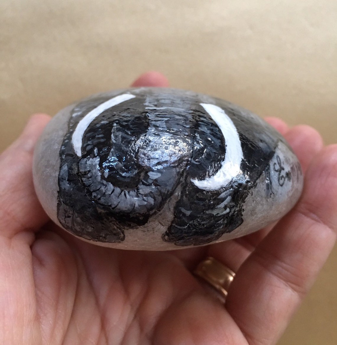 Hand Painted Elephant Stone - Etsy