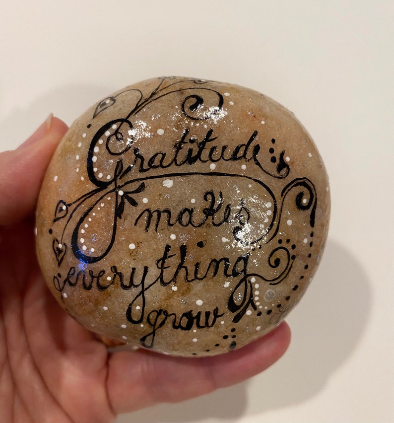 Hand Painted Gratitude Message Quote Stone - Etsy