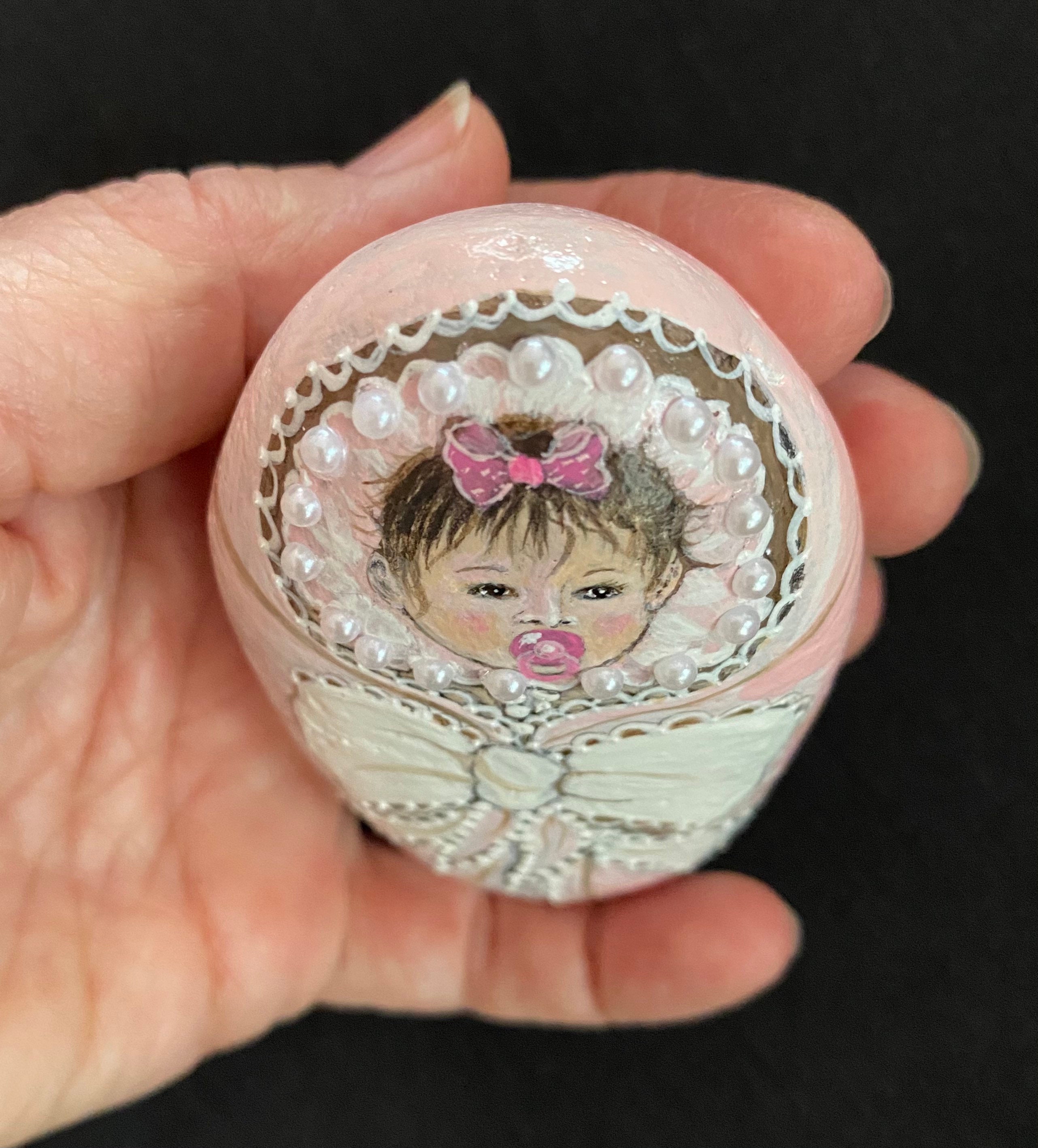 Newborn Baby Girl Hand Painted Stone - Etsy