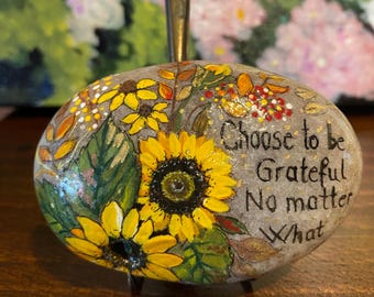 Sunflower Message Hand Painted Stone - Etsy