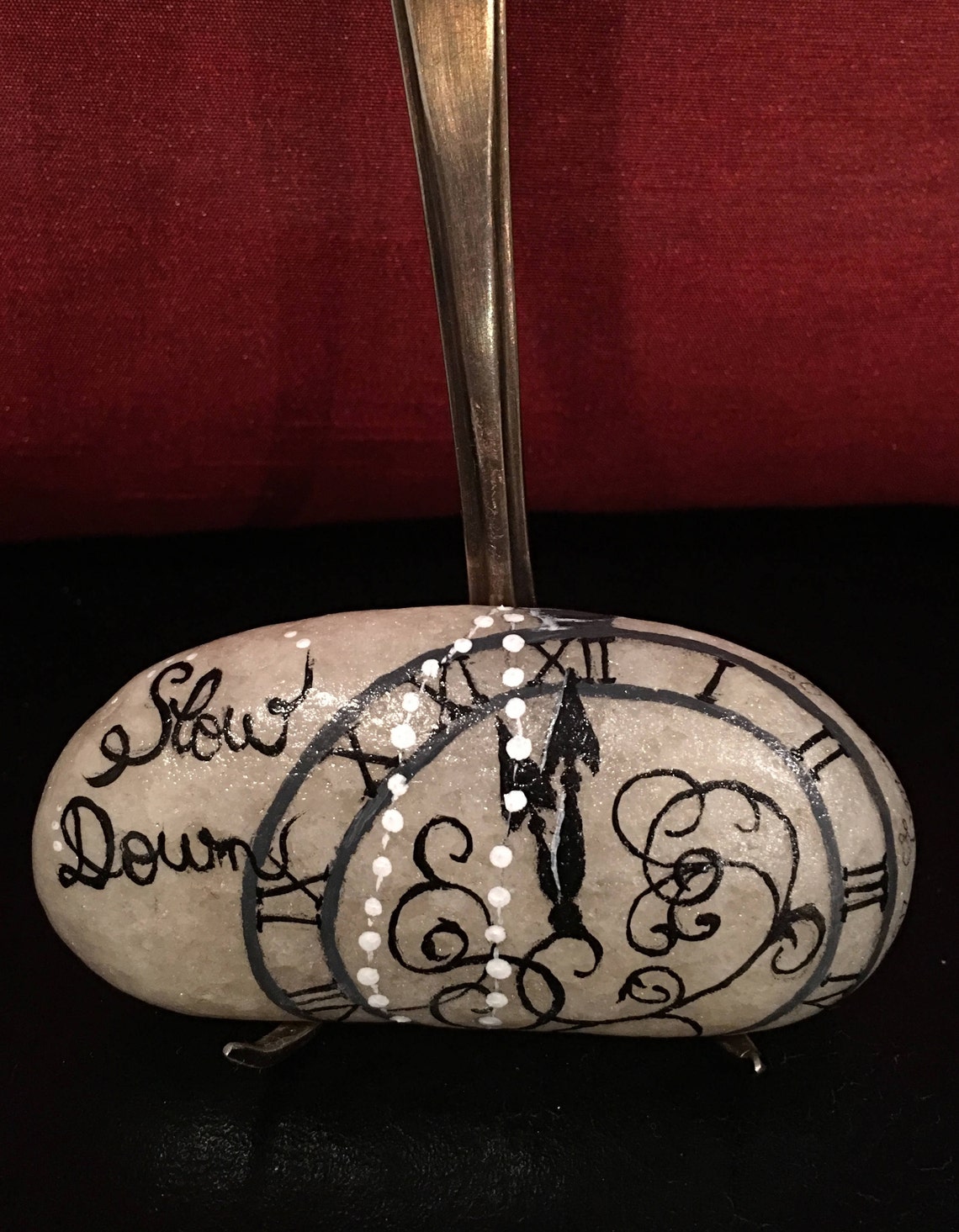 Hand Painted Clock Slow Down Message Stone - Etsy