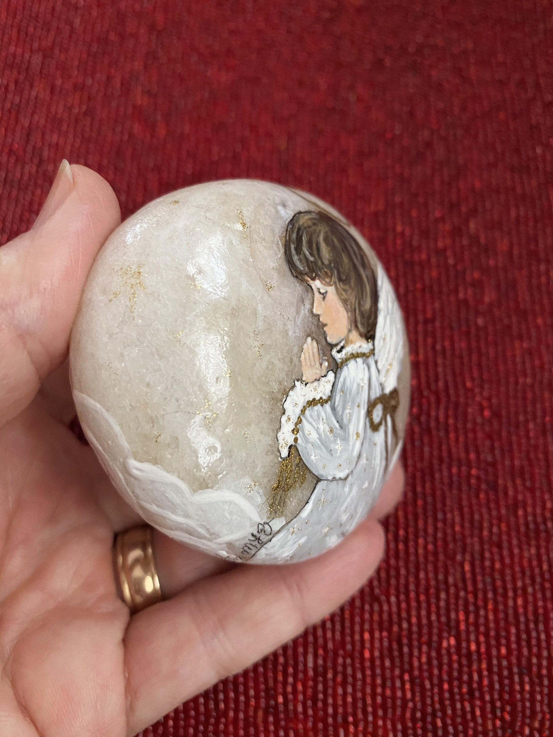 Hand Painted Praying Angel Stone - Etsy