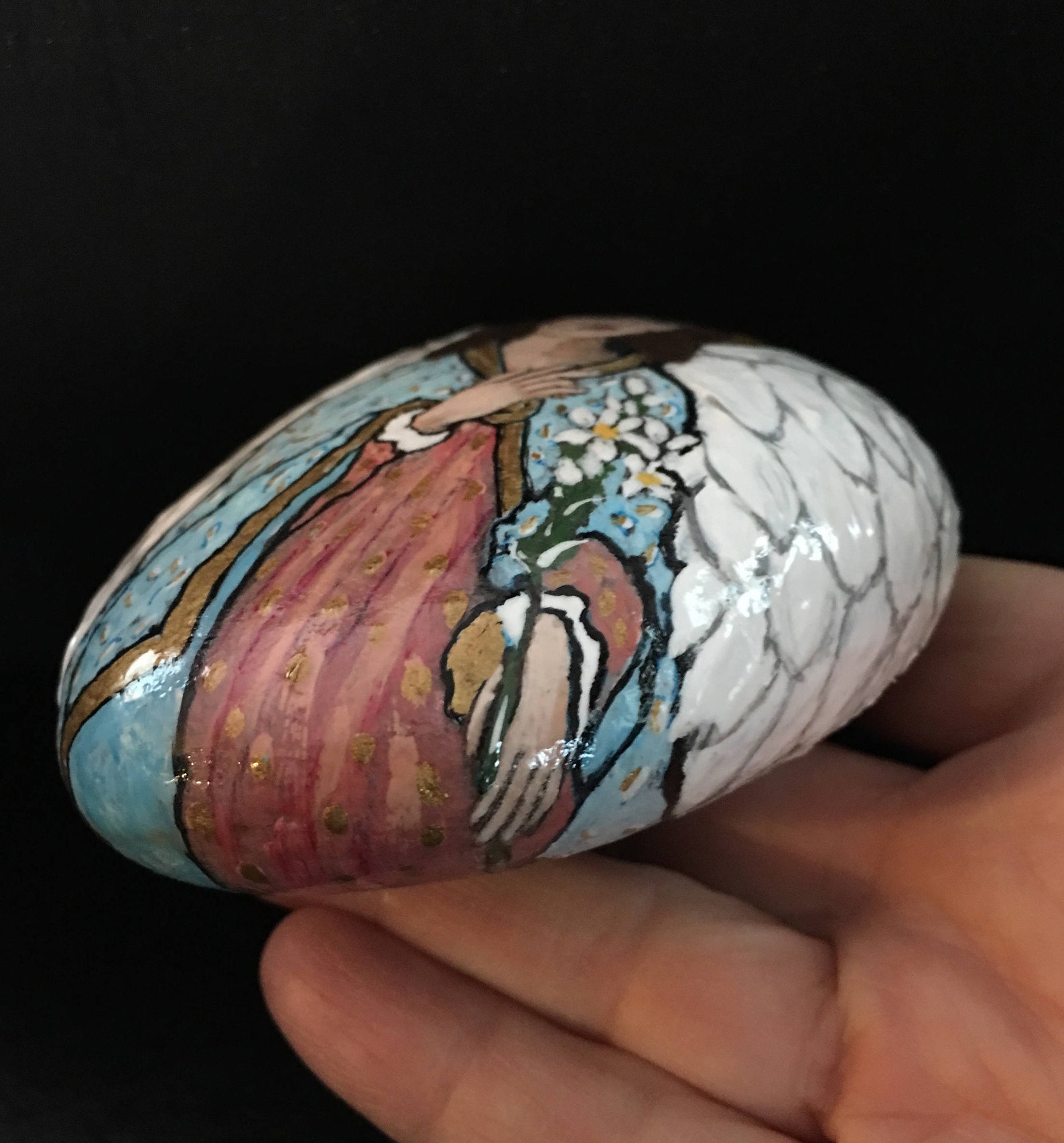 Hand Painted Robed Angel Spiritual Stone - Etsy