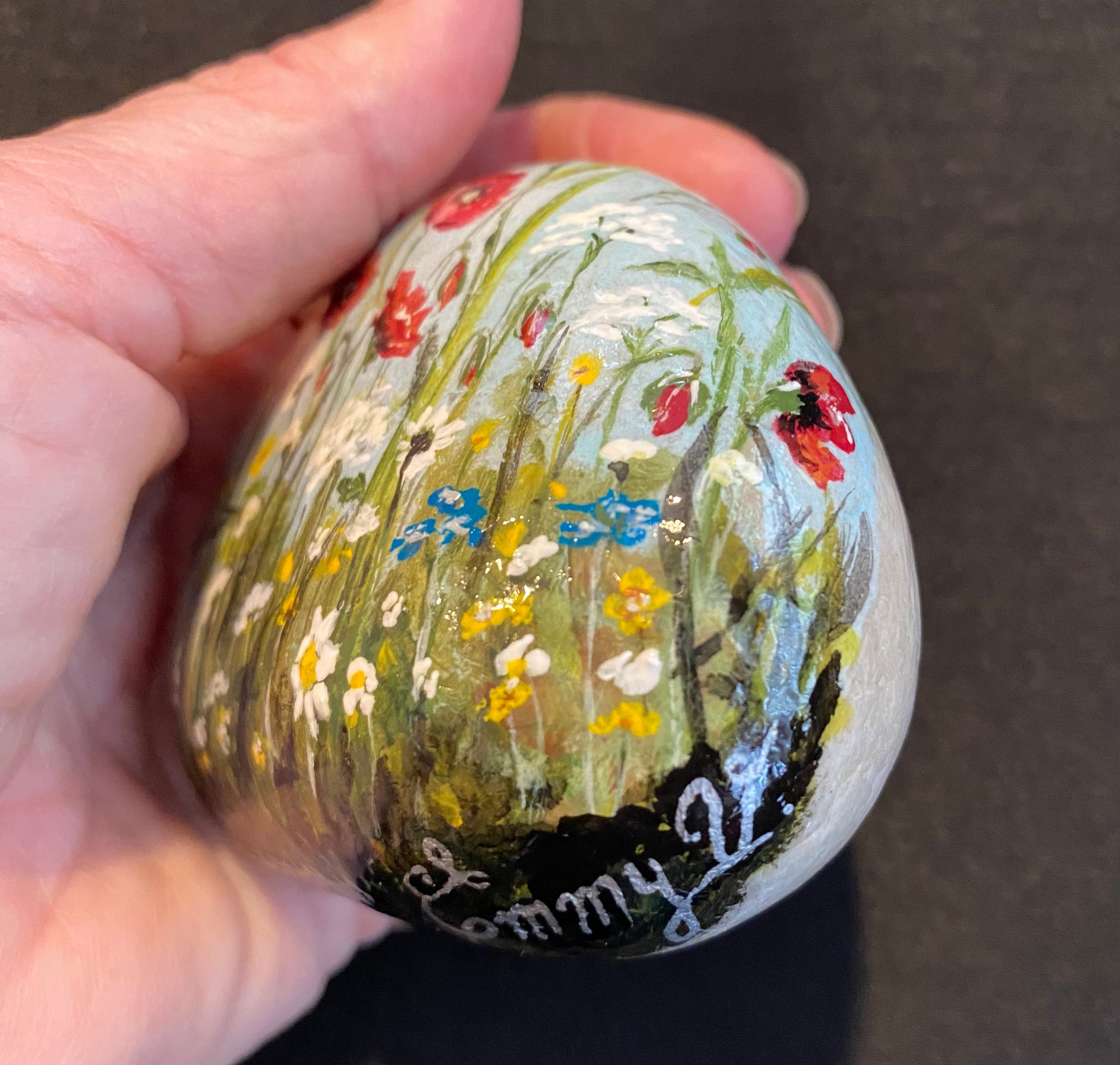 Spring Flowers Painted Stone - Etsy