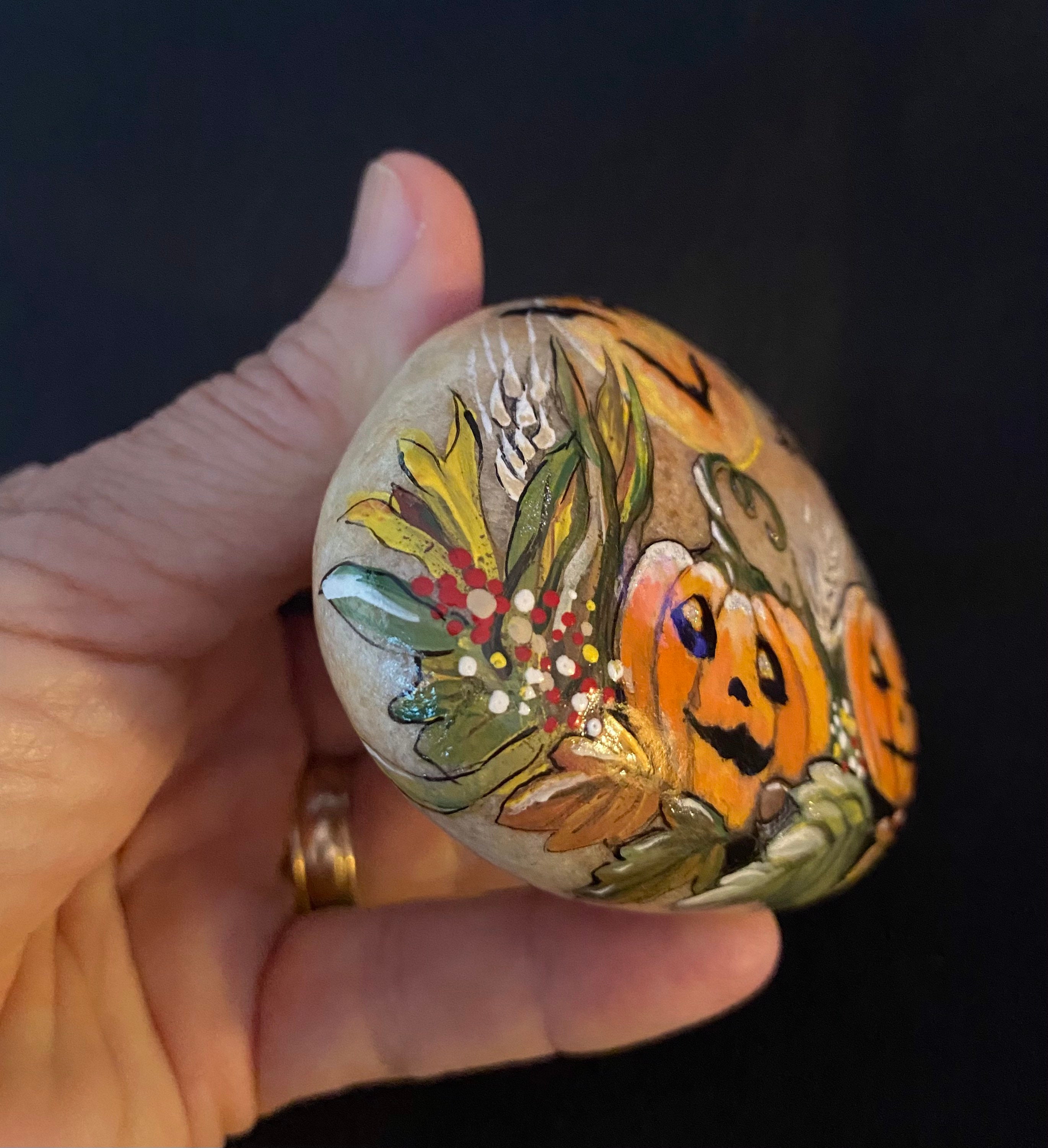 Halloween Pumpkins Painted Stone - Etsy