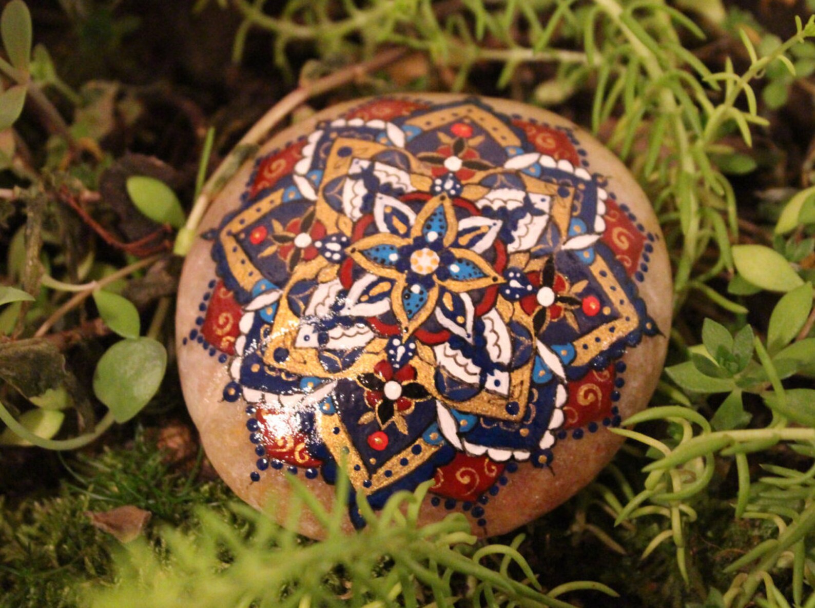 Hand Painted Bohemian Mandala Stone, Mandala Art, Boho Stone Art - Etsy