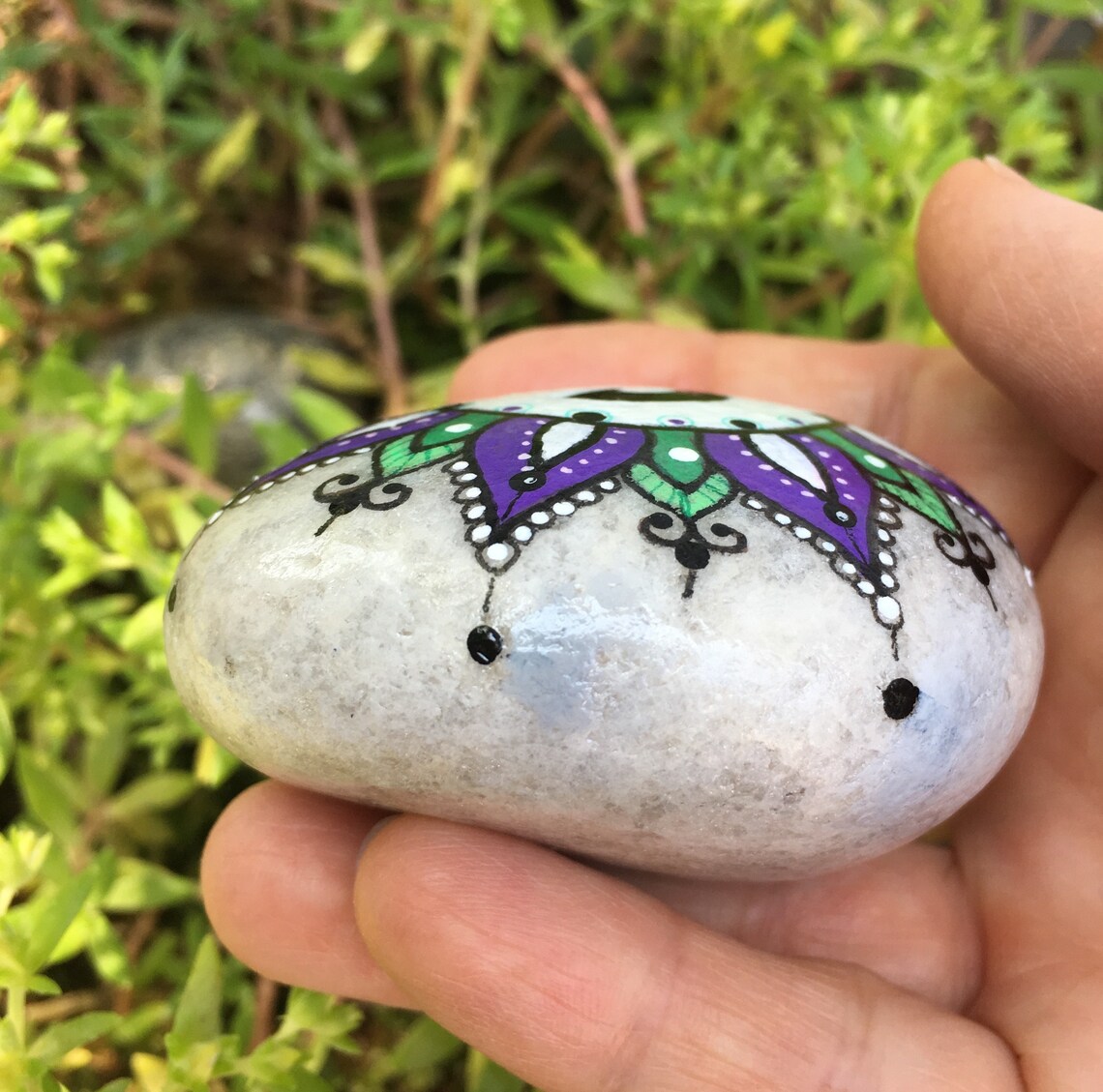 Hand Painted Ohm Mandala Stone - Etsy