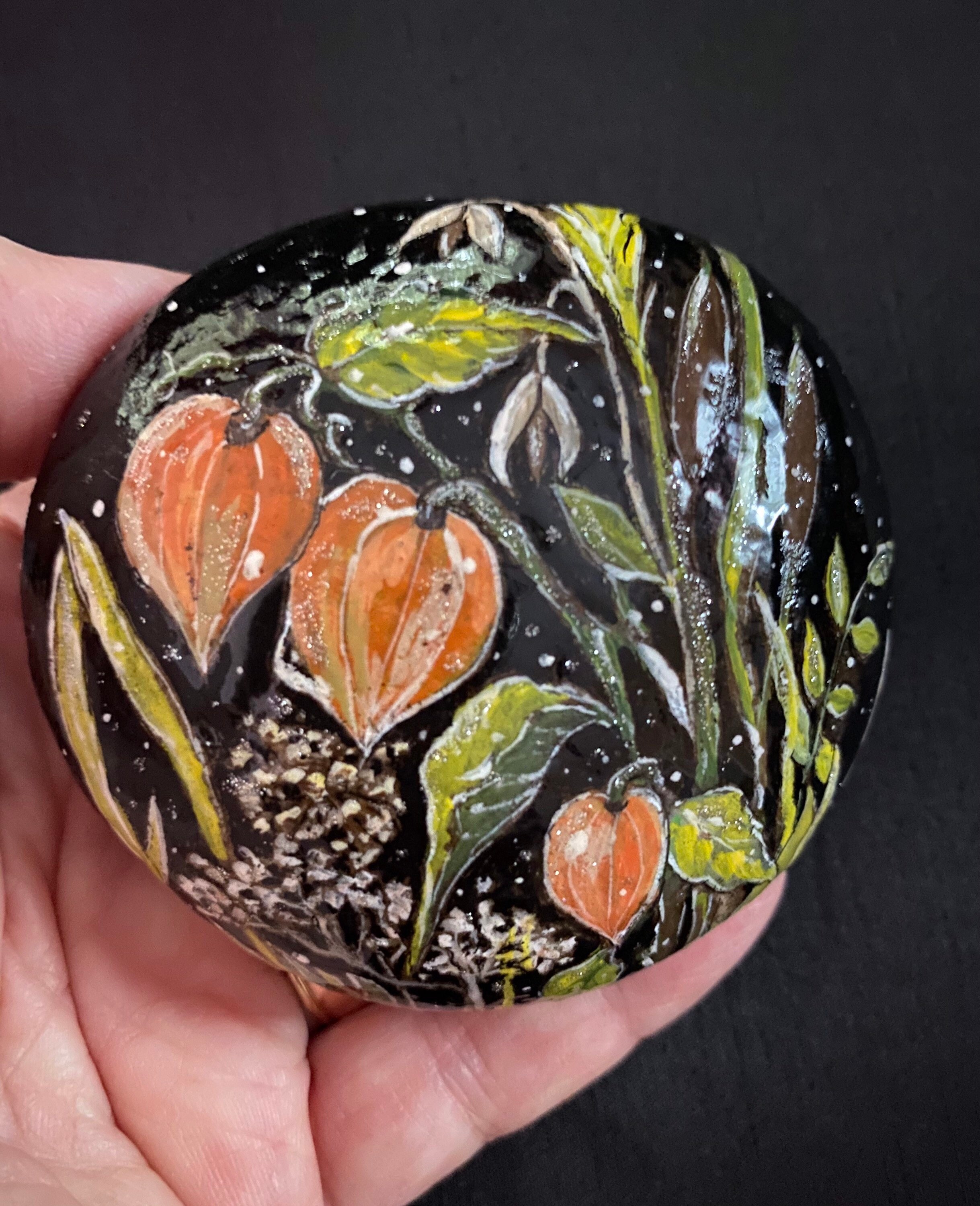 Hand Painted Autumn Foliage Stone - Etsy