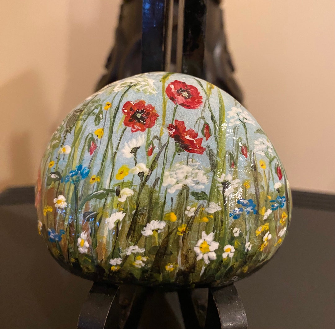 Spring Flowers Painted Stone - Etsy