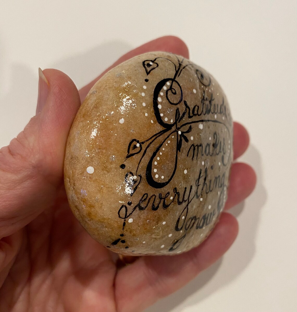 Hand Painted Gratitude Message Quote Stone - Etsy