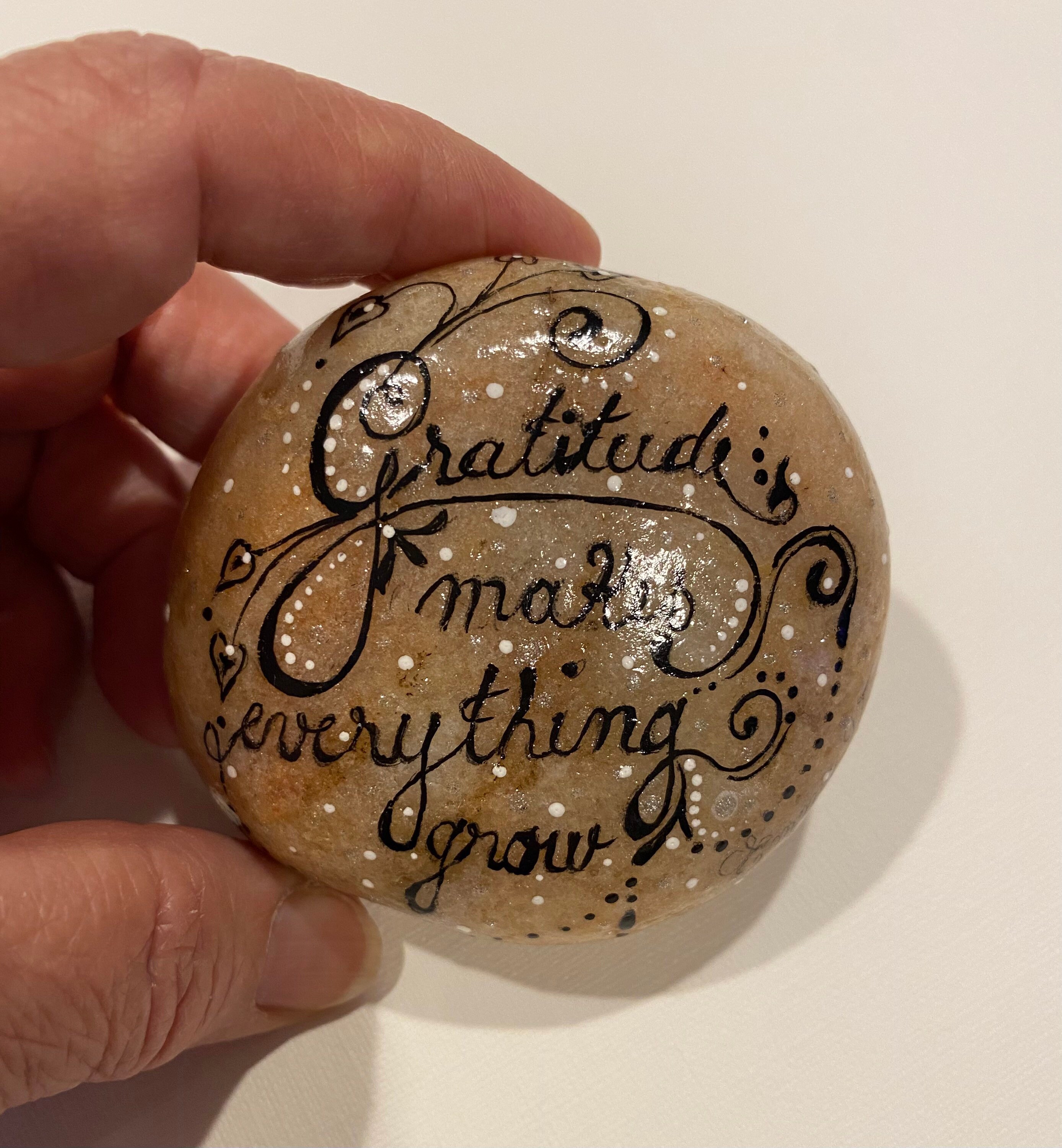 Hand Painted Gratitude Message Quote Stone - Etsy