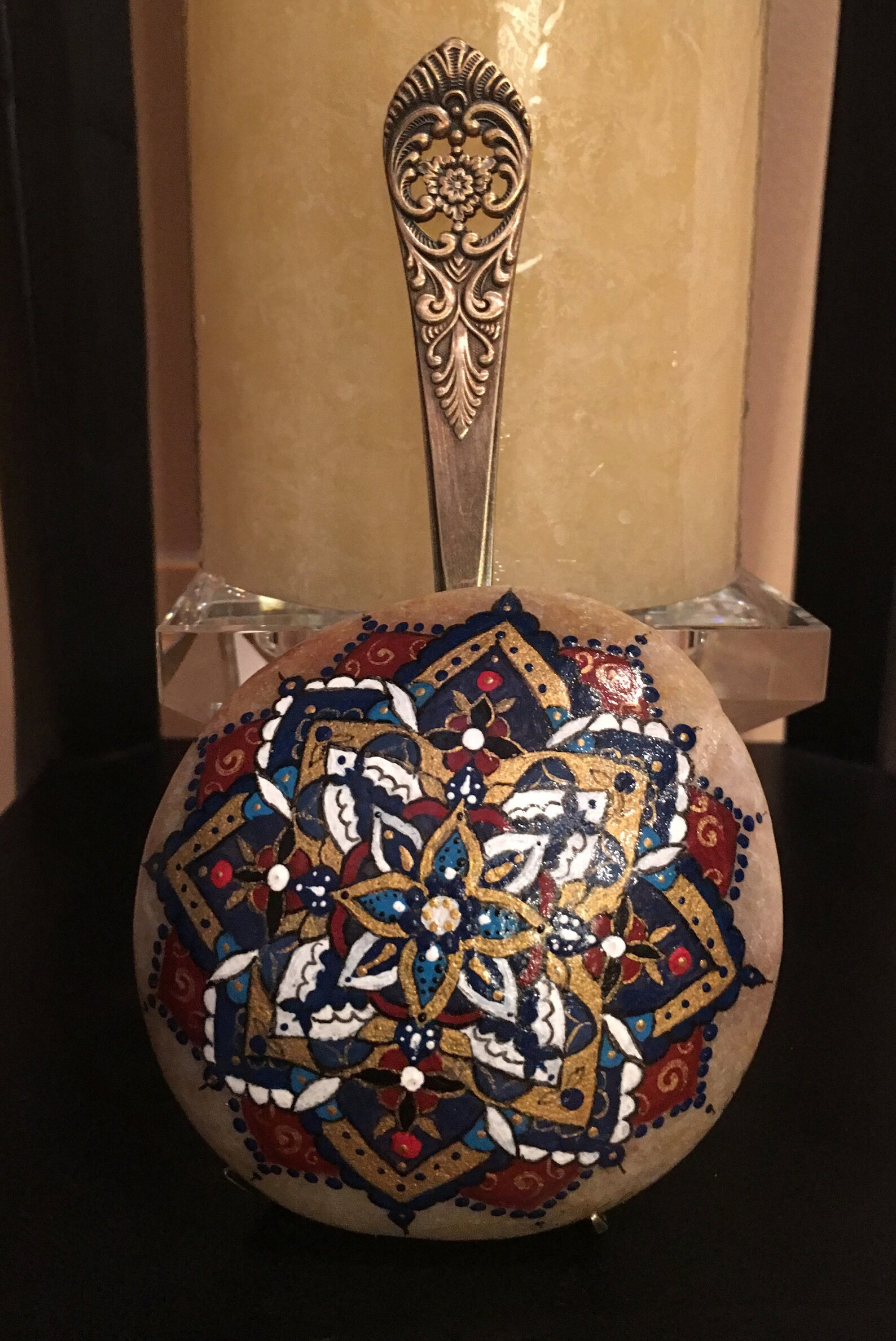 Hand Painted Bohemian Mandala Stone, Mandala Art, Boho Stone Art - Etsy