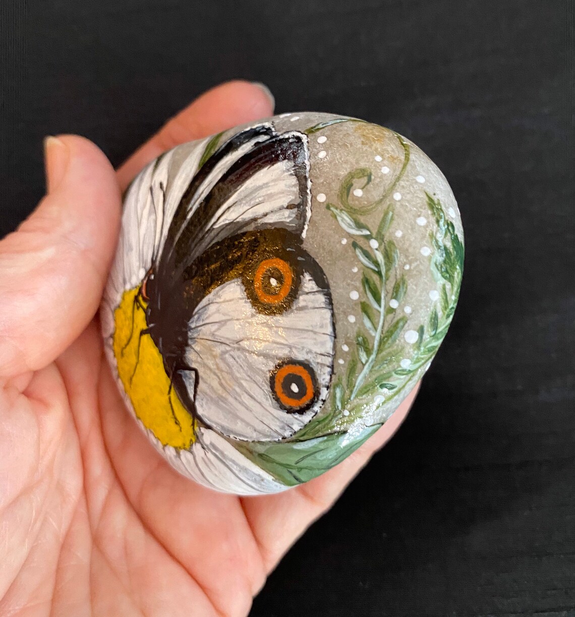 Hand Painted Butterfly Stone - Etsy