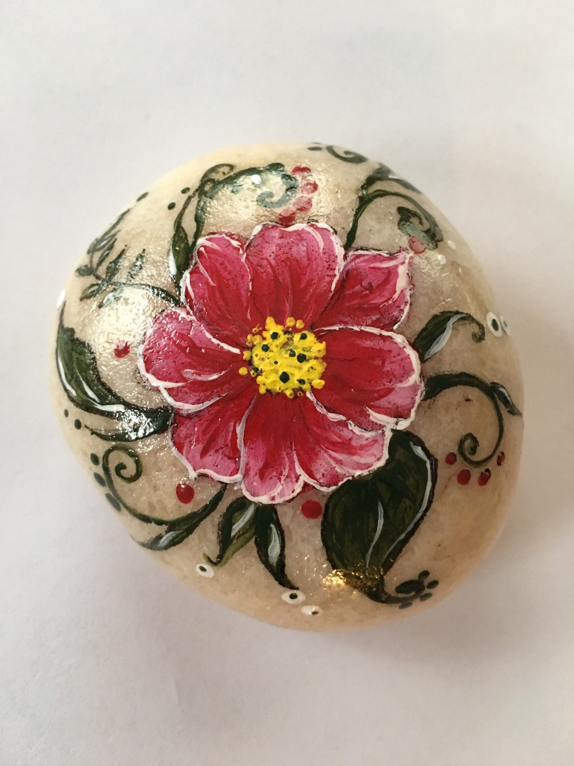 Hand Painted Floral Stone Stone Painting Stone Art - Etsy