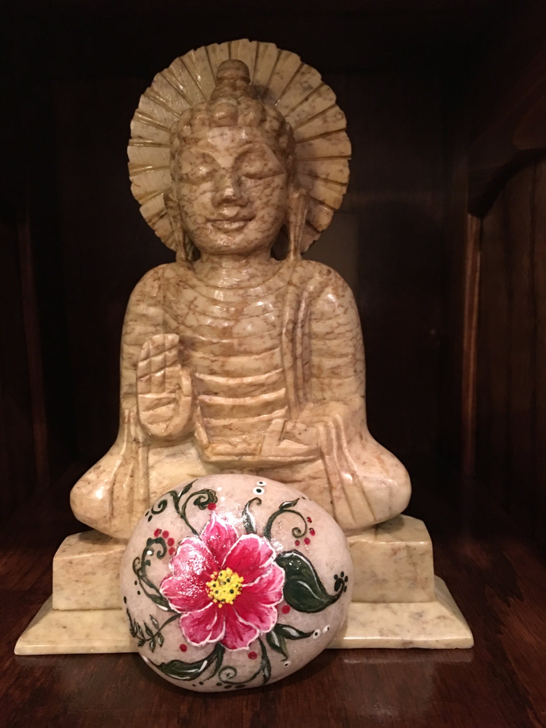 Hand Painted Floral Stone Stone Painting Stone Art - Etsy