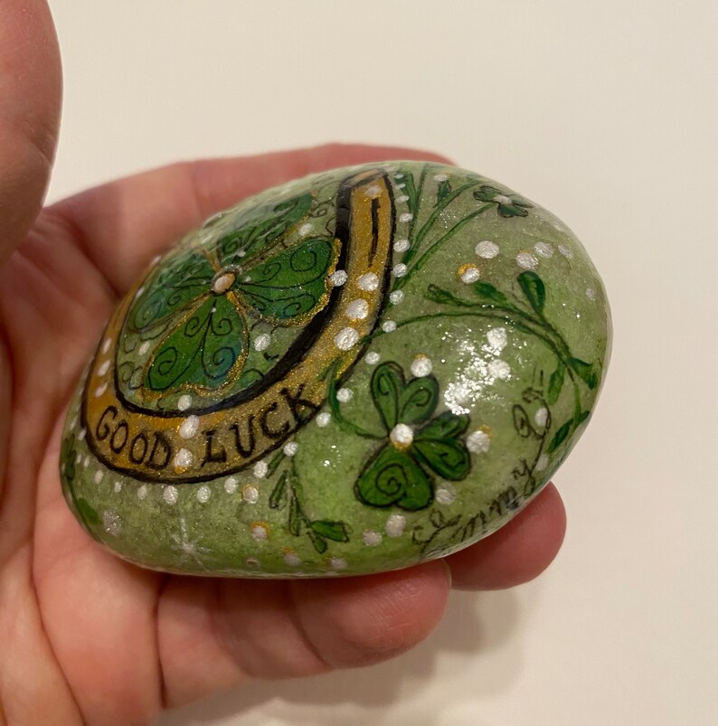 Hand Painted Horse Shoe Shamrock Stone - Etsy