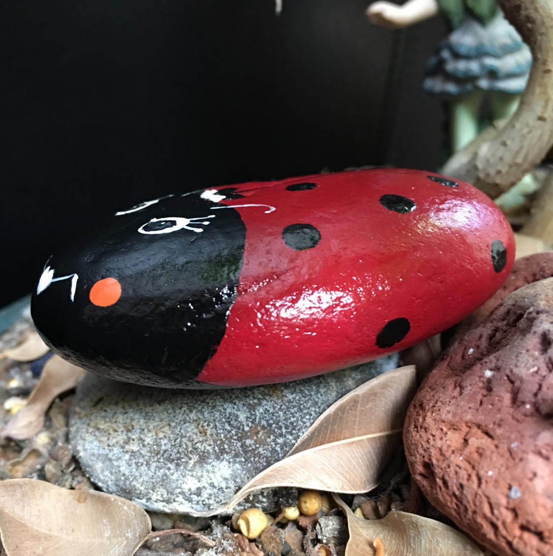 Hand Painted Cute Red Ladybug Stone - Etsy