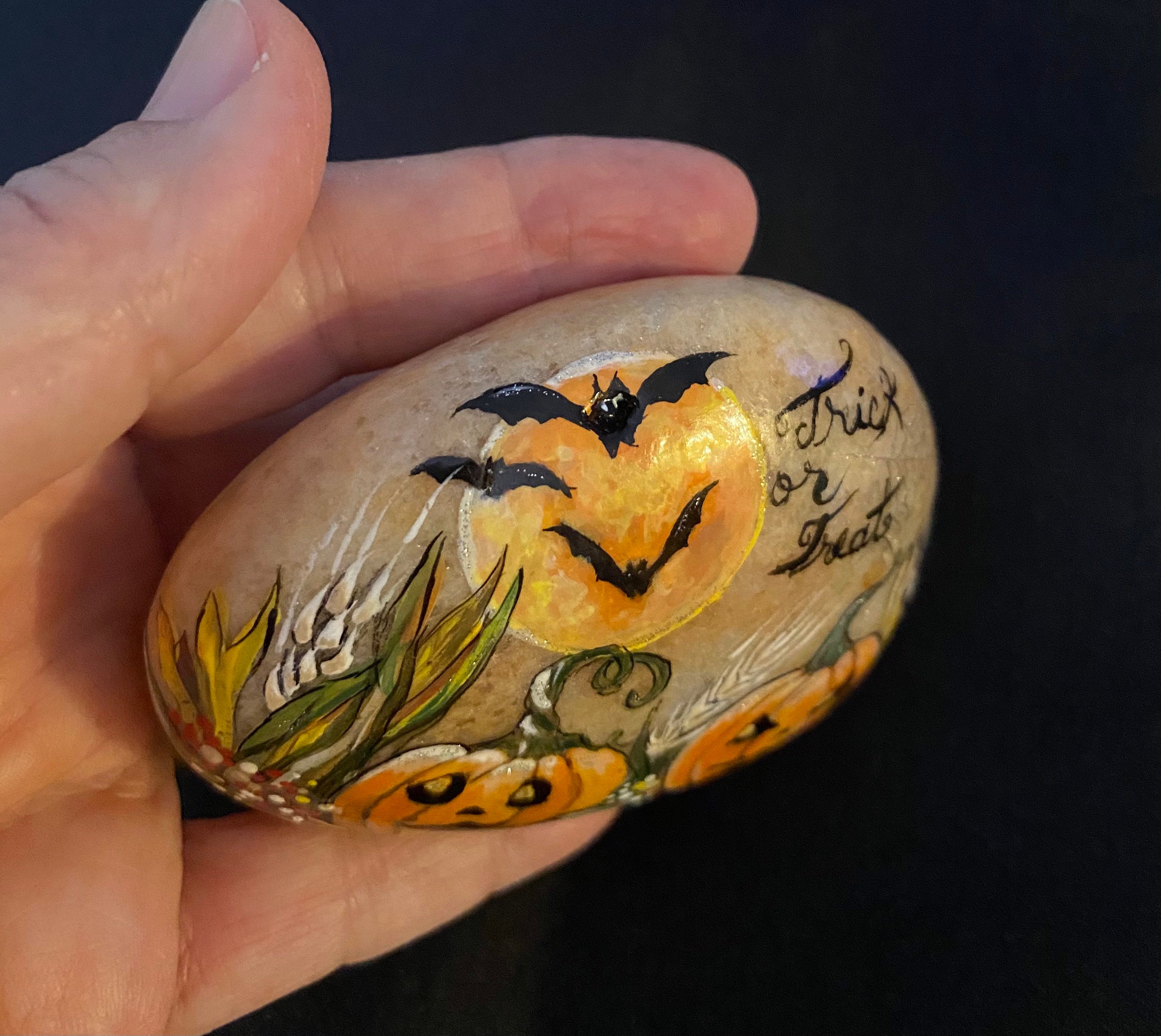 Halloween Pumpkins Painted Stone - Etsy