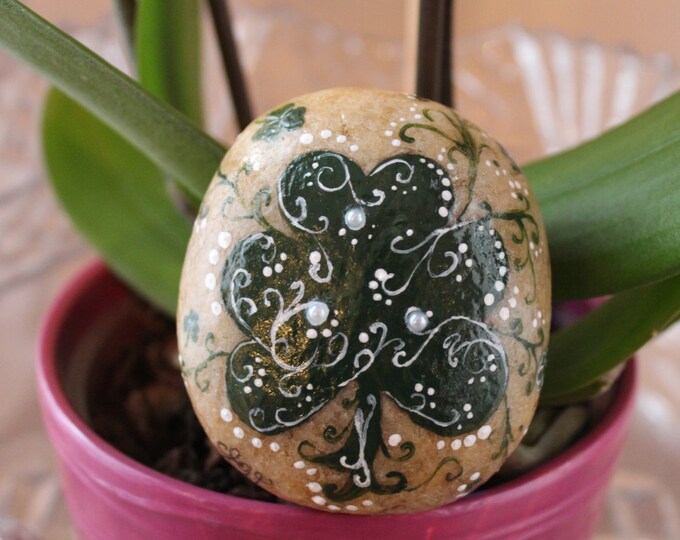 Hand Painted Shamrock Stone, St. Patrick's Day, Irish, Celtic Art ...