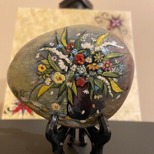 Flower Vase Painted Stone Art - Etsy
