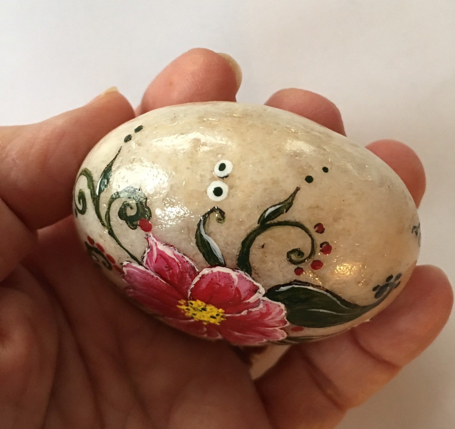 Hand Painted Floral Stone Stone Painting Stone Art - Etsy