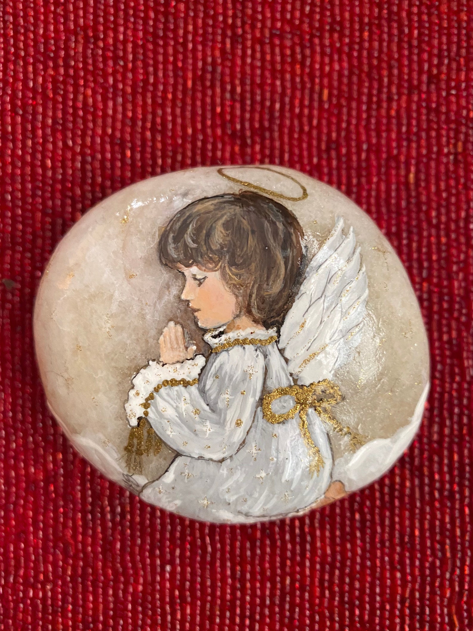 Hand Painted Praying Angel Stone - Etsy