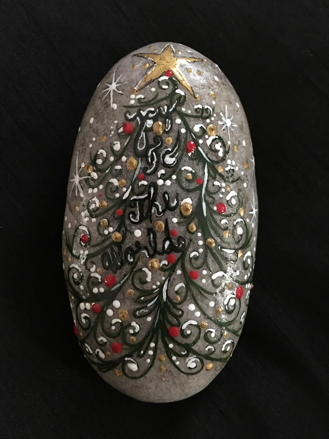 Christmas Holiday Message Stone "joy to the World" Hand Painted - Etsy