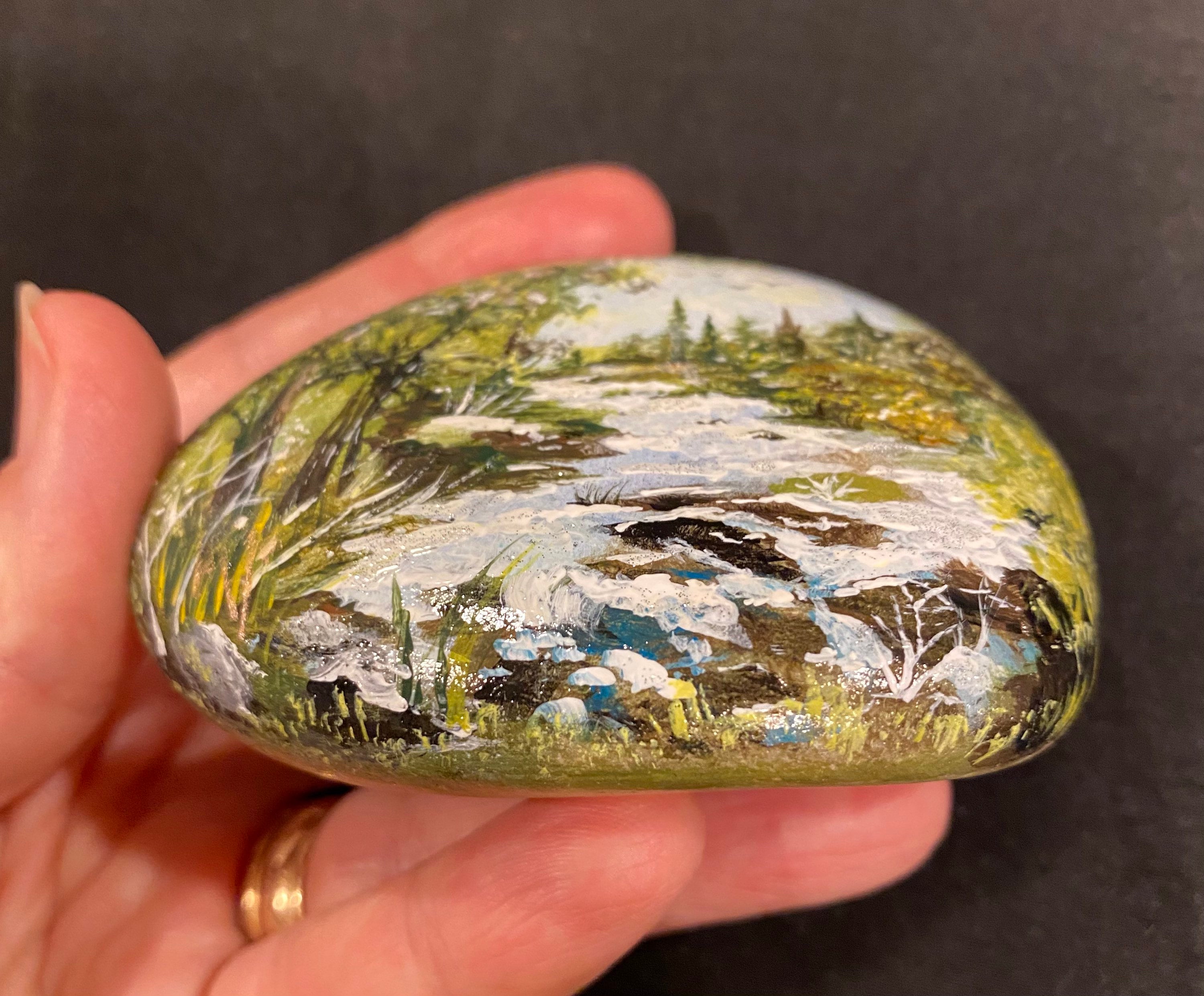 Spring Landscape Forest Spring Foliage Painted Stone - Etsy