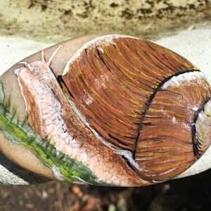 Hand Painted Garden Snail Stone - Etsy