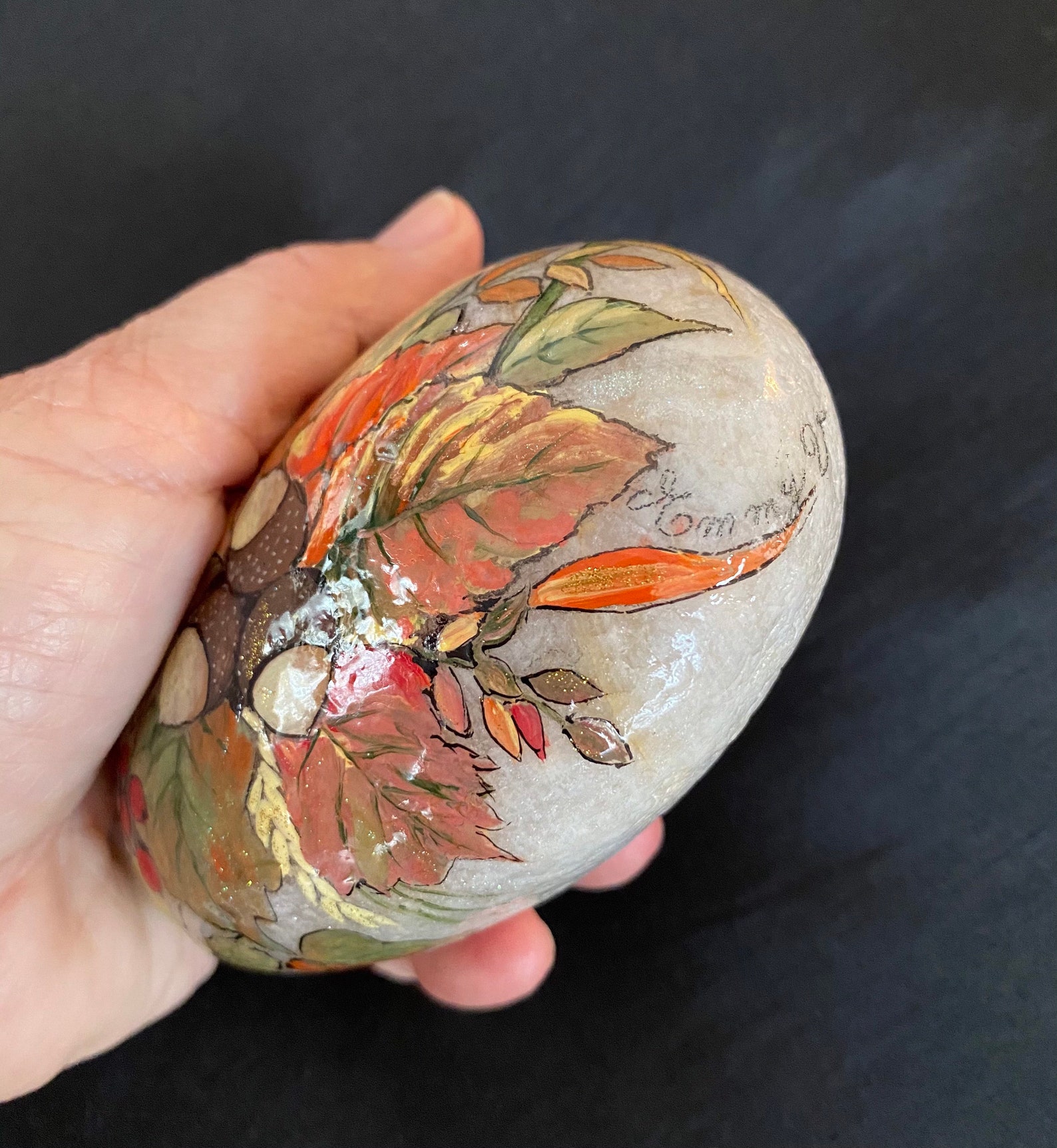 Hand Painted Autumn Thankful Stone - Etsy