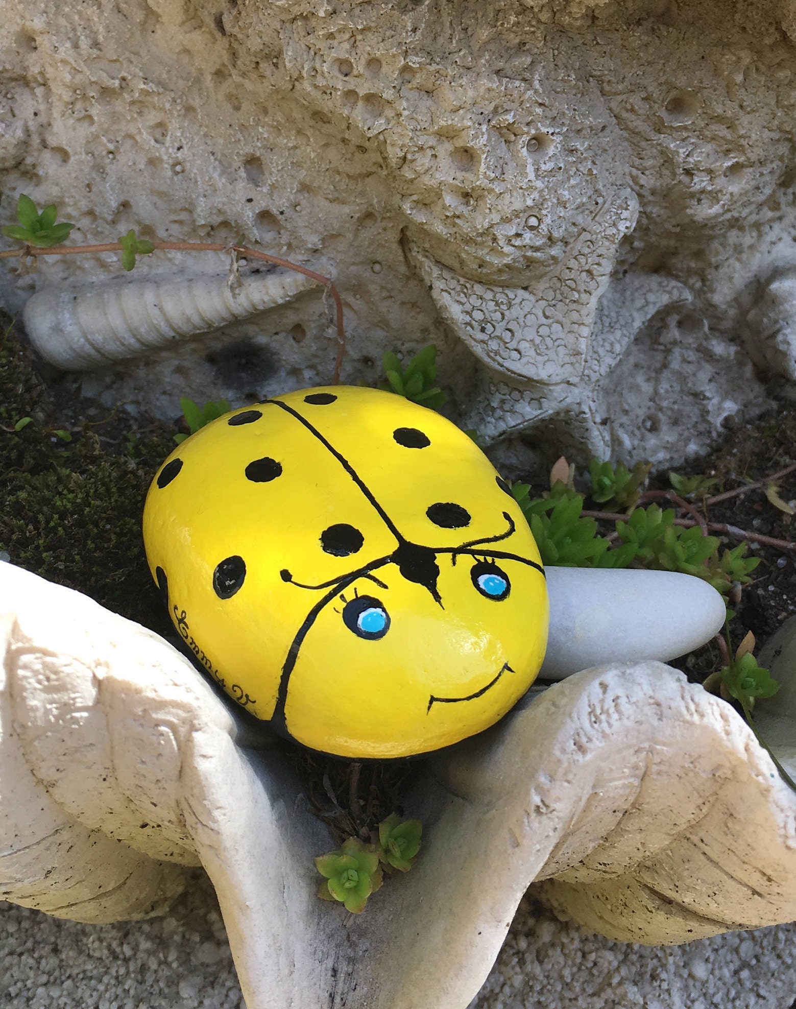Cute Hand Painted Yellow Beetle Insect Stone - Etsy