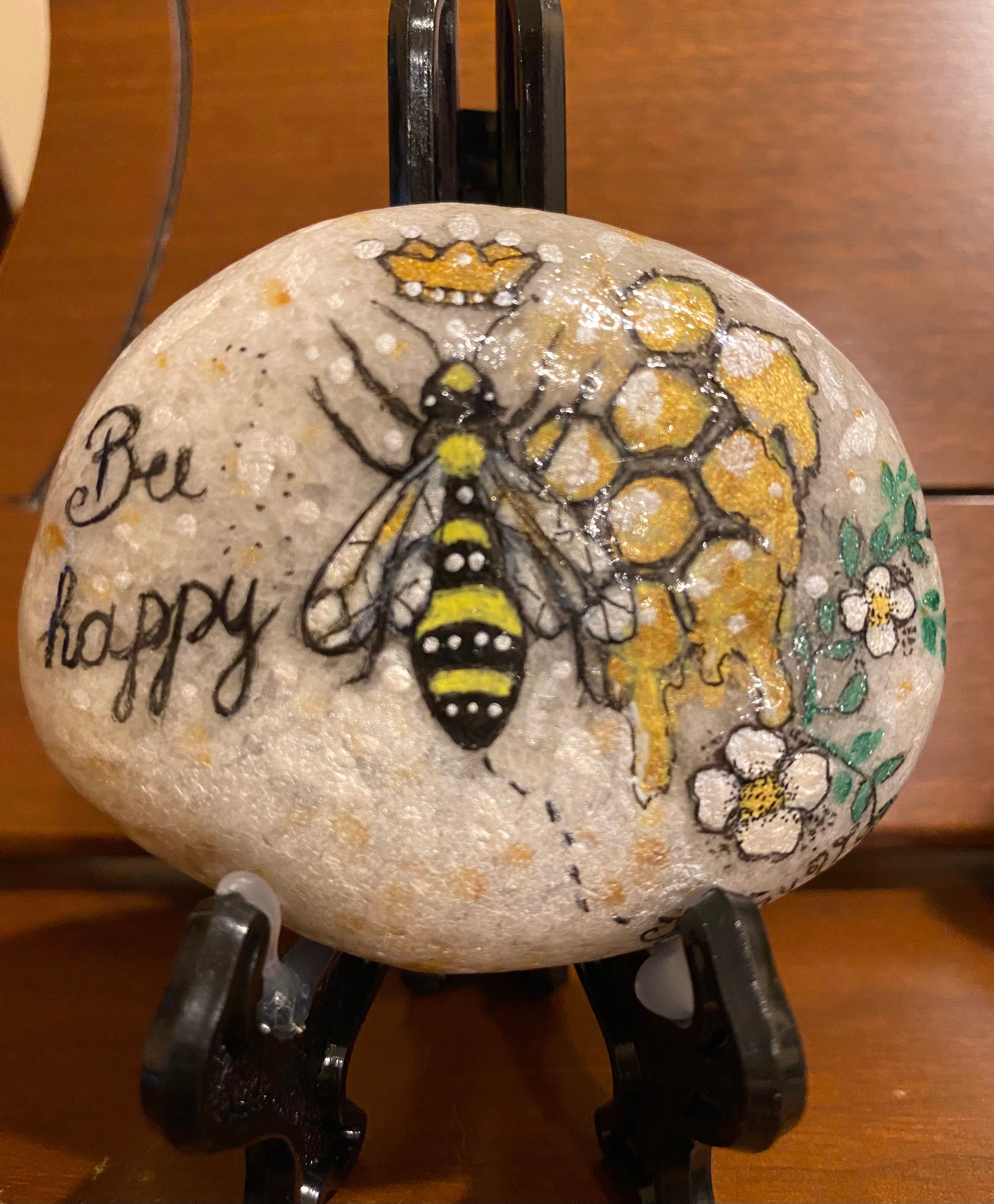 Hand Painted Queen Bee Stone - Etsy