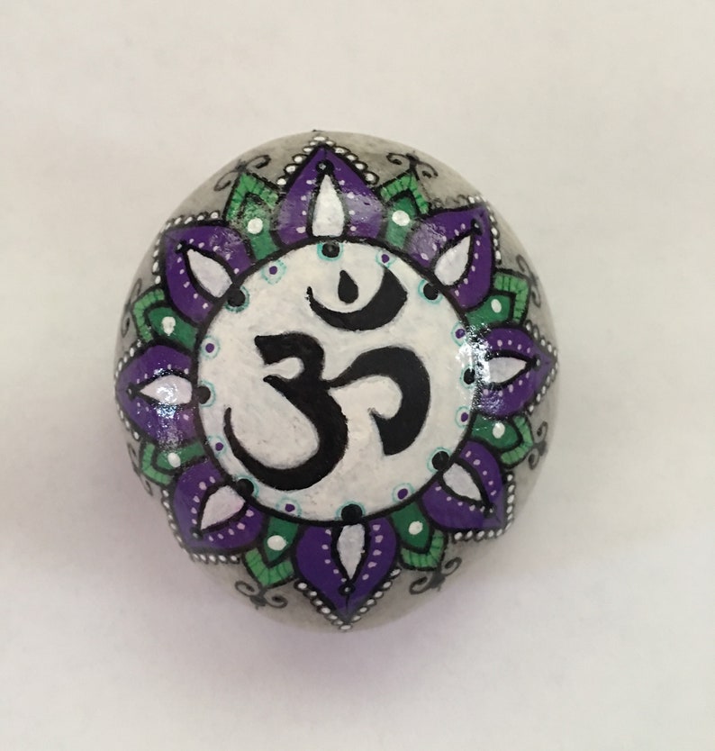 Hand Painted Ohm Mandala Stone - Etsy